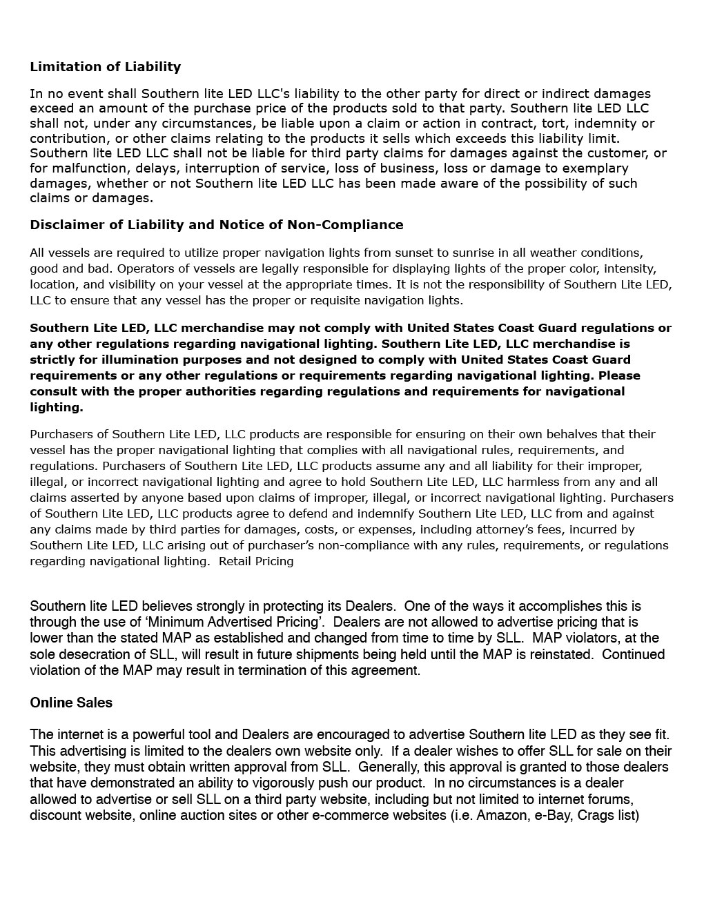 Southern lite LED Dealer Agreement